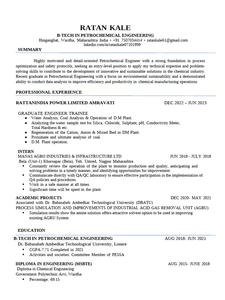 Ratan Kale CV | PDF | Engineering | Simulation