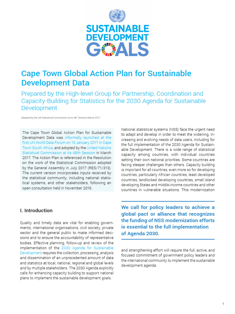 Cape Town Global Action Plan For Sustainable Development Data | PDF ...