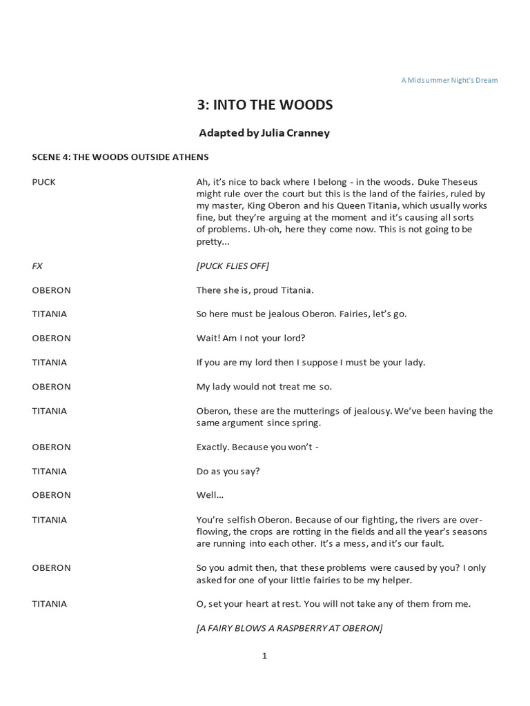 Into The Woods | PDF | Fairies | A Midsummer Night's Dream