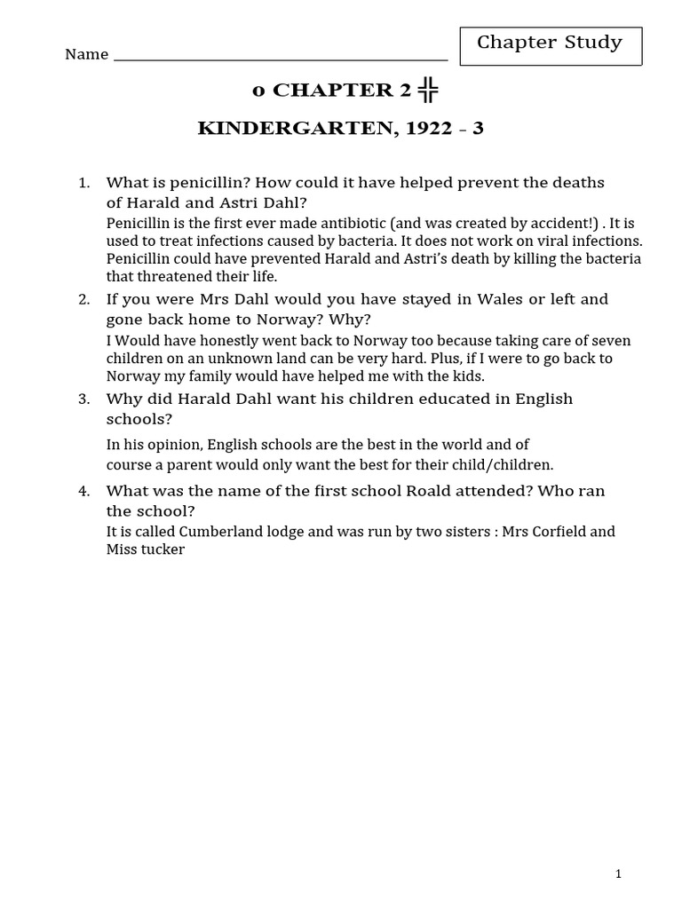 Boy Roald Dahl CH 2 Worksheets 2 | PDF | General Fiction