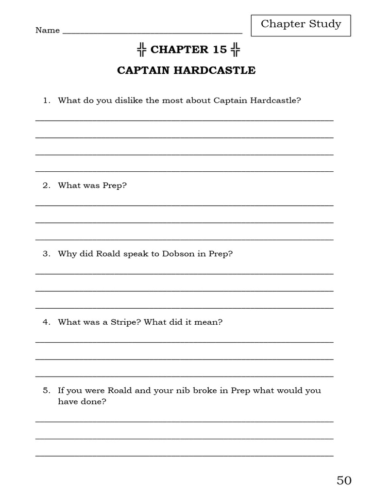 Student Worksheet: Captain Hardcastle | PDF