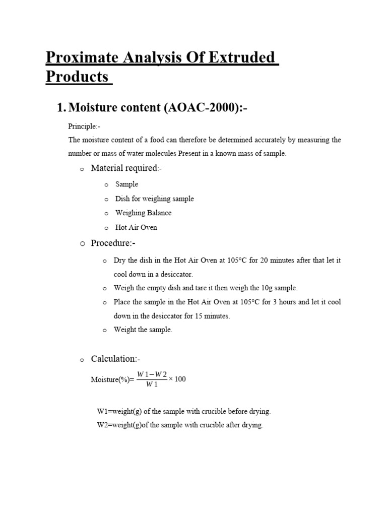 Proximate Analysis of Extruded Millet Base Samples | PDF | Chemistry