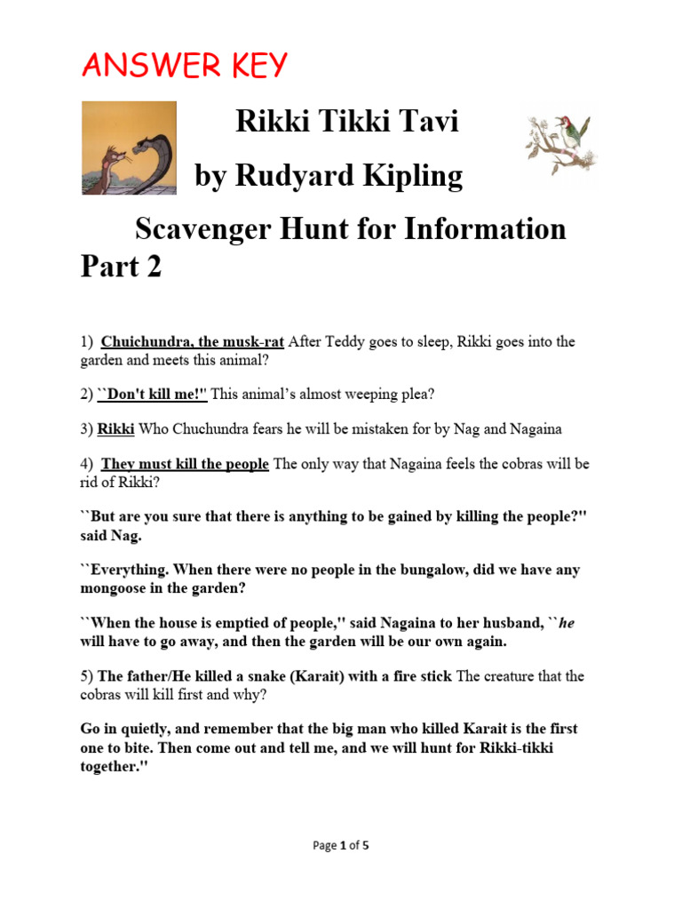 Rikki Scavenger Hunt 2 ANSWER KEY | PDF