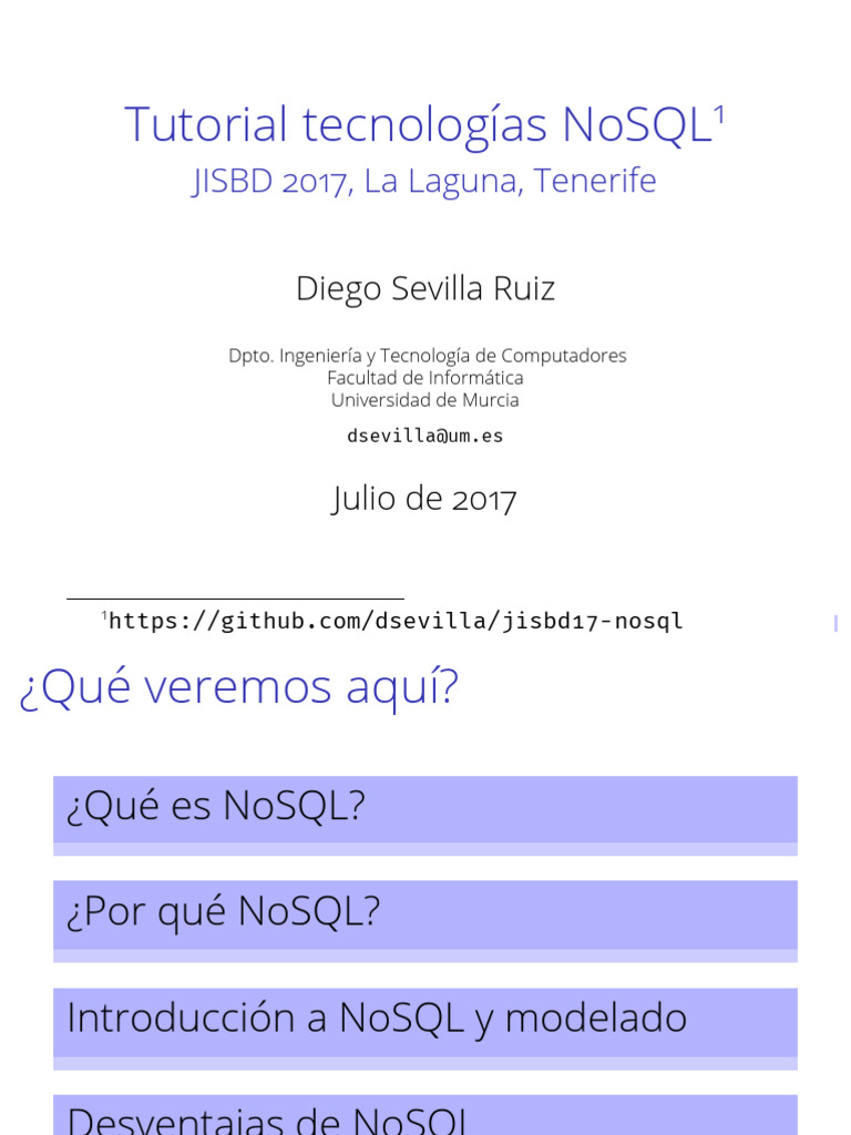 Tutorial de Tecnologias NoSQL | PDF | No Sql | SQL