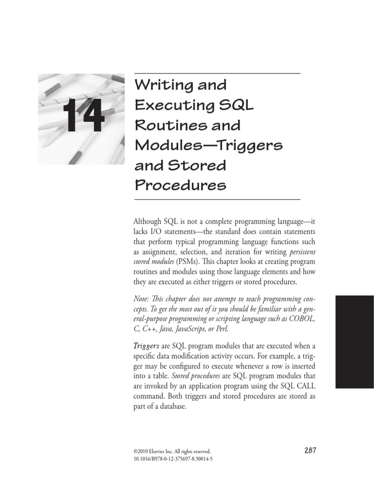 Learning SQL - Chapter 14 Triggers and Stored Procedures | PDF | Sql | Parameter (Computer ...