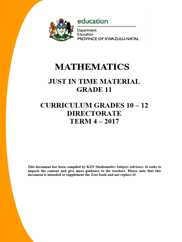 Grade 11 Mathematics Curriculum Guide | PDF