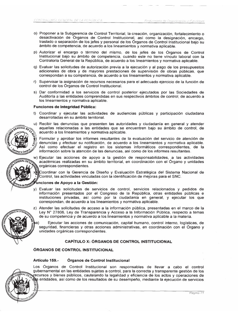 Unidad de Integridad (RC - 030-2019-CG ROF) | PDF