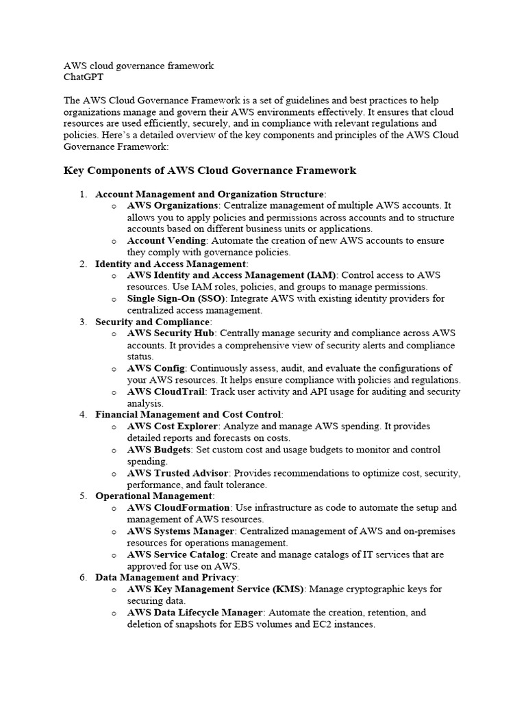 AWS Cloud Governance Framework | PDF | Governance | Cloud Computing