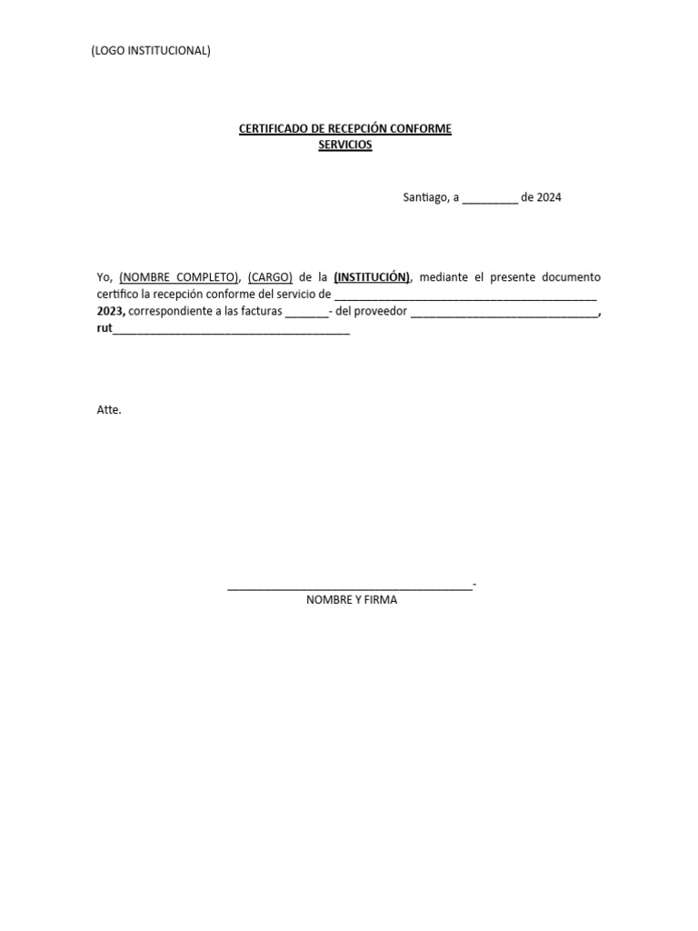 Recepción Conforme Modelo | PDF | Finanzas y dinero