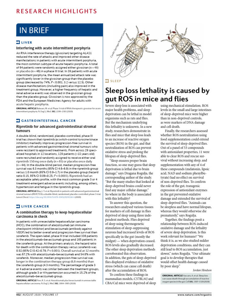 In Brief: Sleep Loss Lethality Is Caused by Gut ROS in Mice and Flies ...