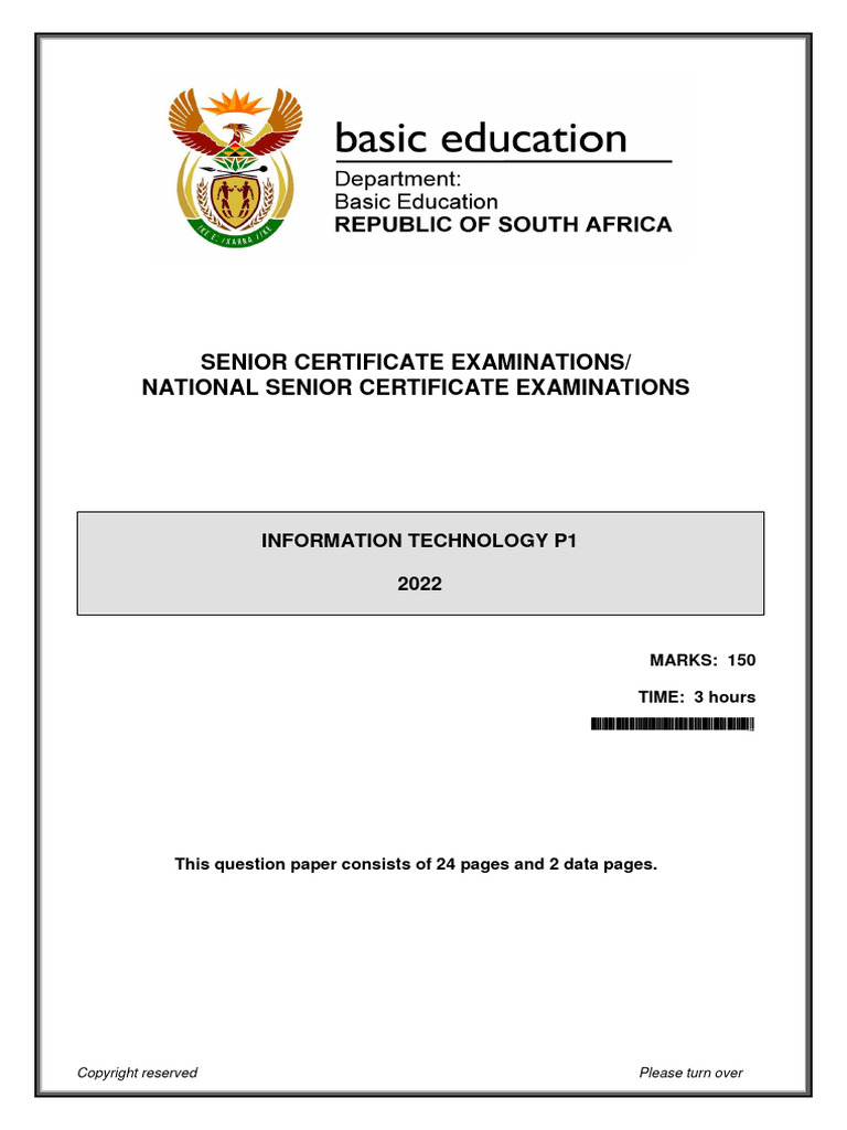 Information Technology P1 May-June 2022 Eng | PDF | Computer Program | Programming