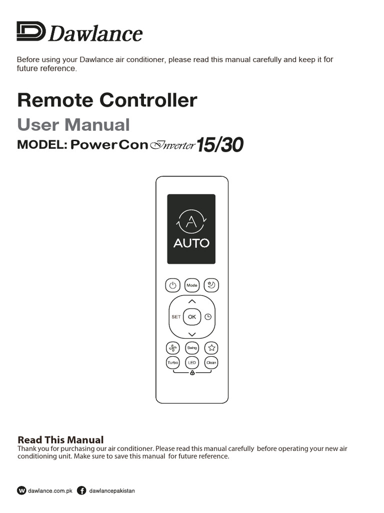 Dawlance AC Remote Control Guide | PDF | Radio | Air Conditioning