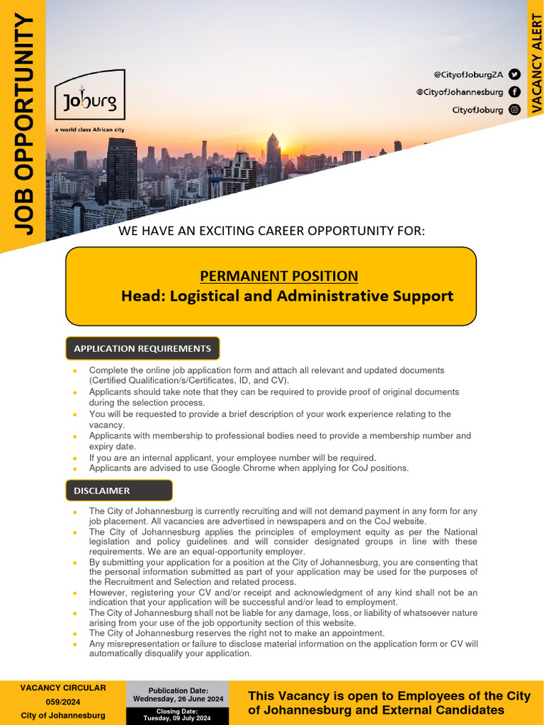 059 2024 Head Logistics and Admin Support SHELA EXTERNAL | PDF ...