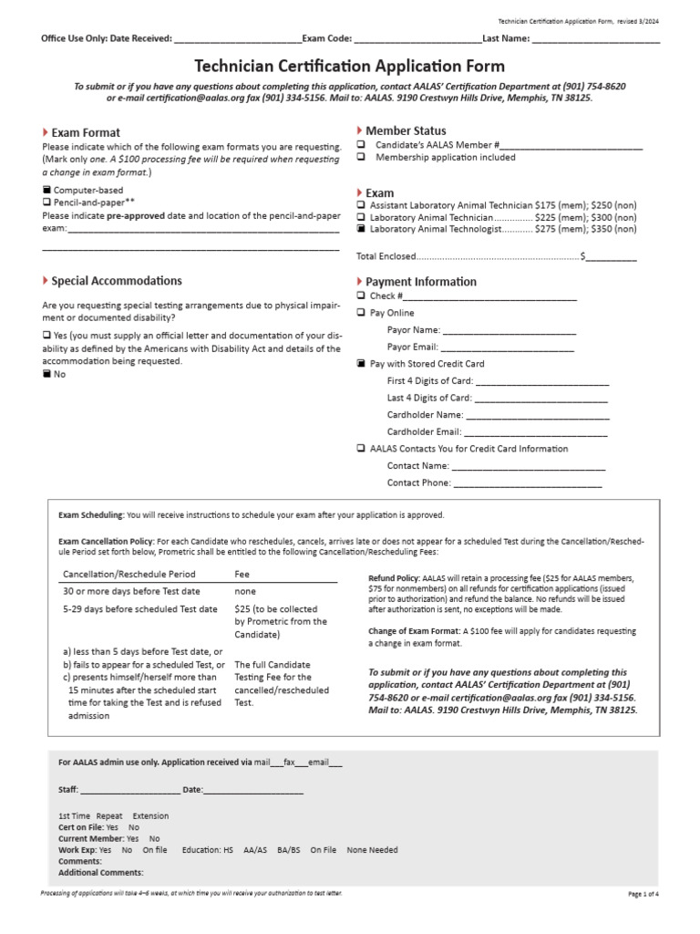 Technician Certification Application - 01072023 | PDF | General ...