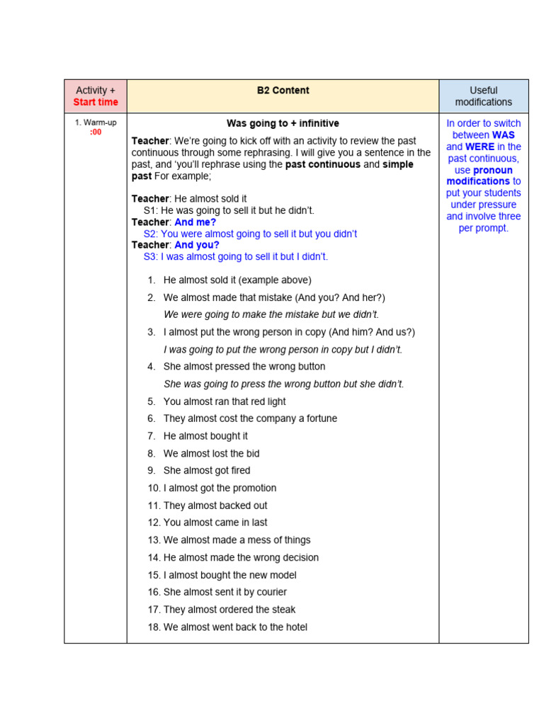 B2 - 60 Min Class Plan (May 2020) | PDF | Question | Linguistics