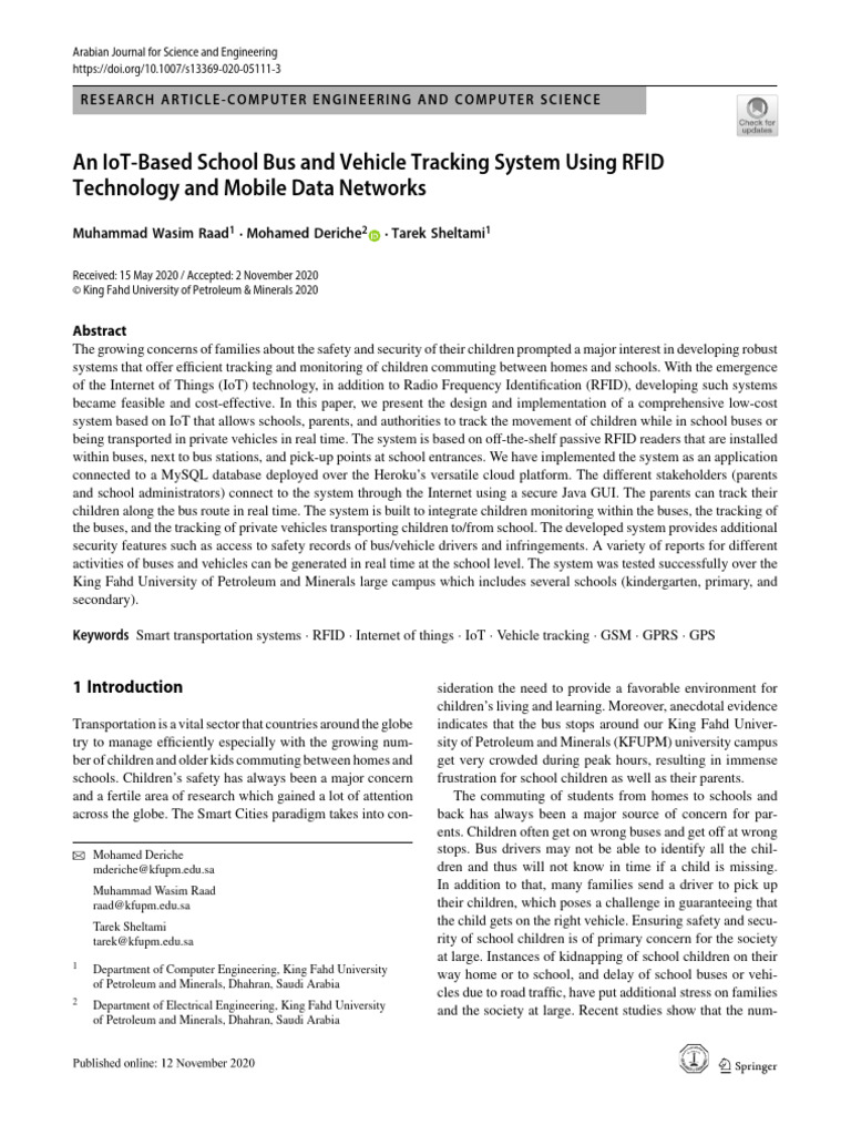 An IoT-Based School Bus and Vehicle Tracking System Using RFID Technology and Mobile Data ...