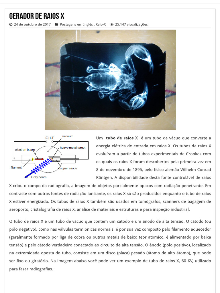 Gerador de Raios X - PhysicsOpenLab | PDF | Raio X | Tubo de vácuo