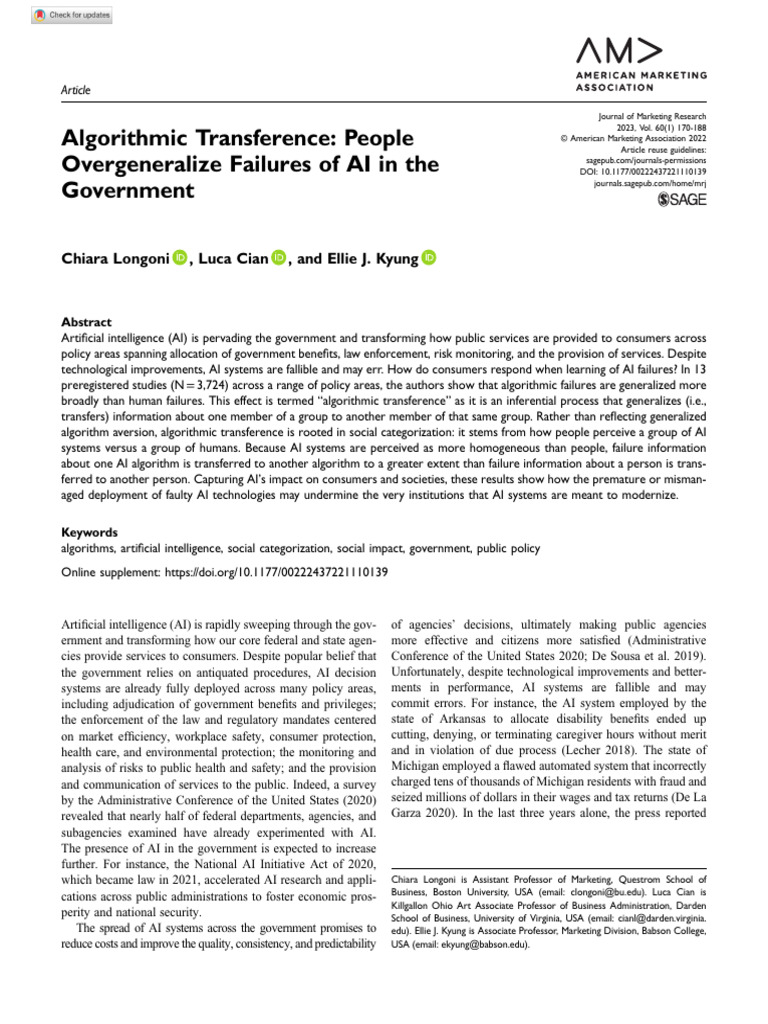 Longoni Et Al 2022 Algorithmic Transference People Overgeneralize ...