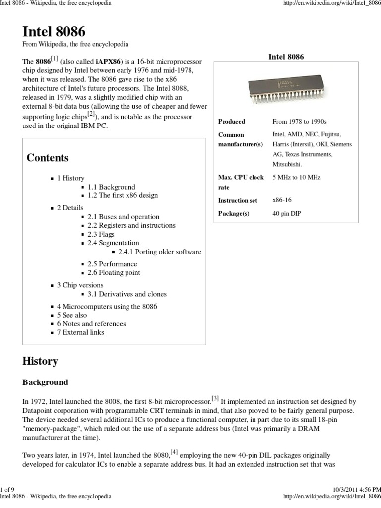 Intel 8086 - Wikipedia, The Free Encyclopedia | PDF | Pointer (Computer ...
