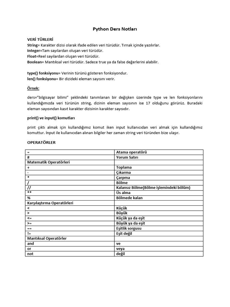 Sınıf Ders Notu | PDF