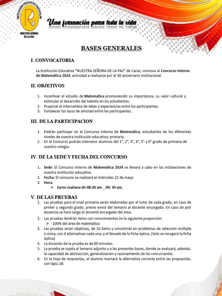 Base de Concurso de Matematica 2024 | PDF | Número natural | Secuencia