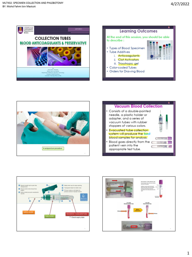 WEEK 5 - Blood Anticoagulants, Preservatives and Order For Drawing ...