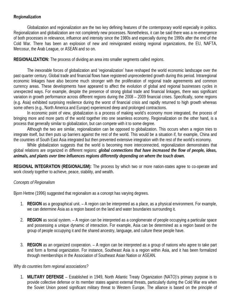 Regionalization Asian Regionalism ASEAN Integration | PDF | Asia ...
