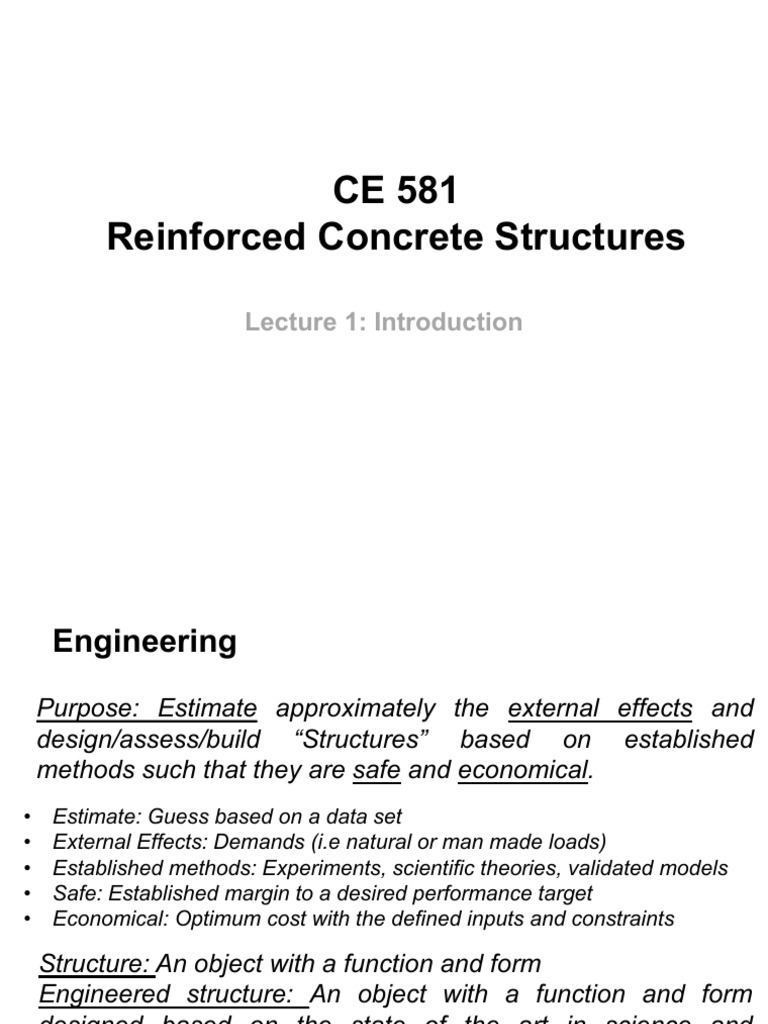 Reinforced Concrete Structure Lecture 1 | PDF | Strength Of Materials ...