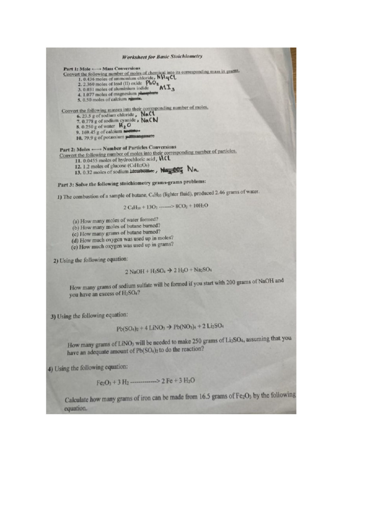 Mole and Mass Conversion Guide | PDF | Mole (Unit) | Stoichiometry