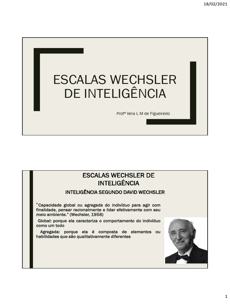 Escalas Wechsler de inteligência atualizado | PDF | Escala de inteligência adulta de Wechsler ...
