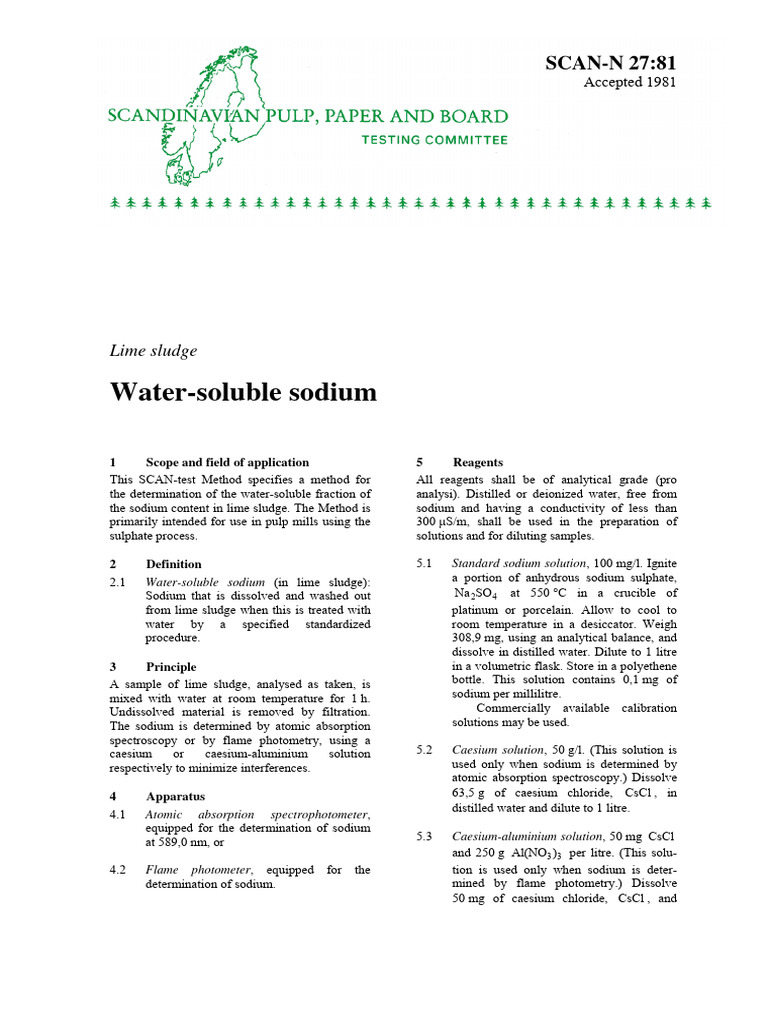 Water-Soluble Sodium in Lime Sludge | PDF | Sodium | Volume