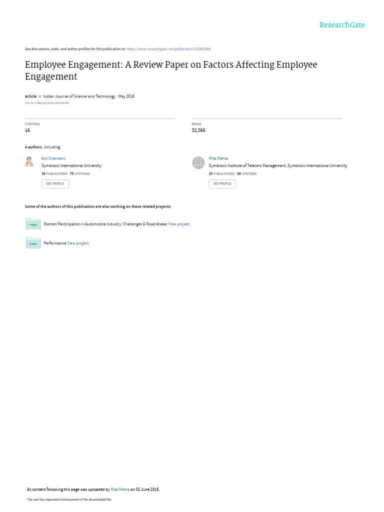 Research Gate (Employee Engagement) | PDF | Employment | Leadership