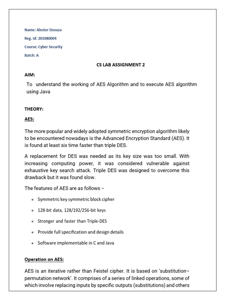 CS - Lab Assignment-2 | PDF | Encryption | Key (Cryptography)