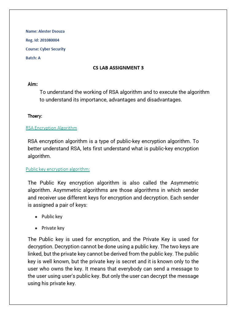 CS - Lab Assignment-3 | PDF | Public Key Cryptography | Key (Cryptography)