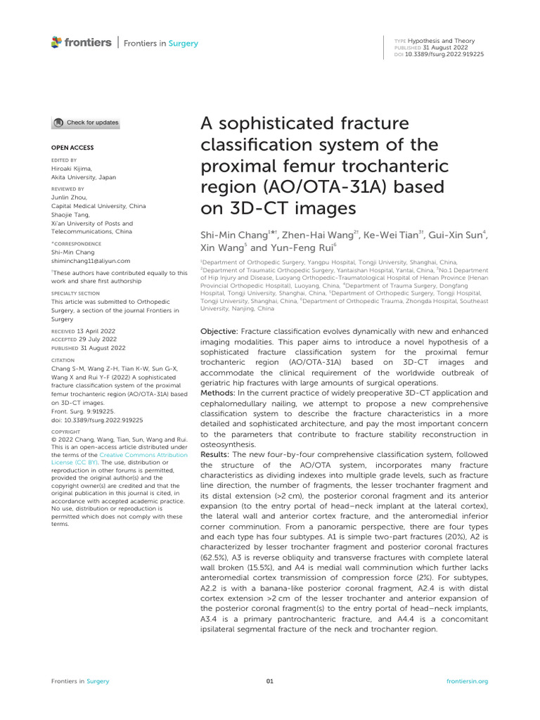 A sophisticated fracture classification system of the proximal femur ...