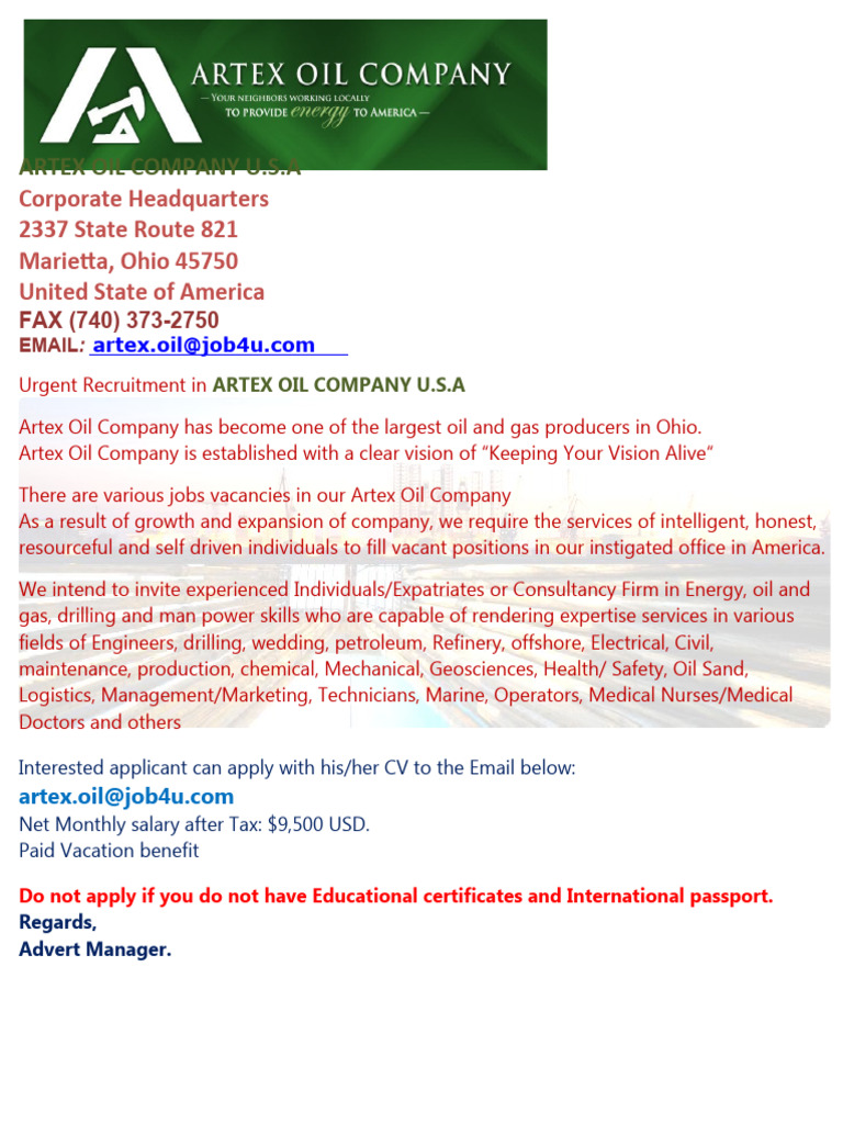 Artex Job Opportunity. | PDF | Business