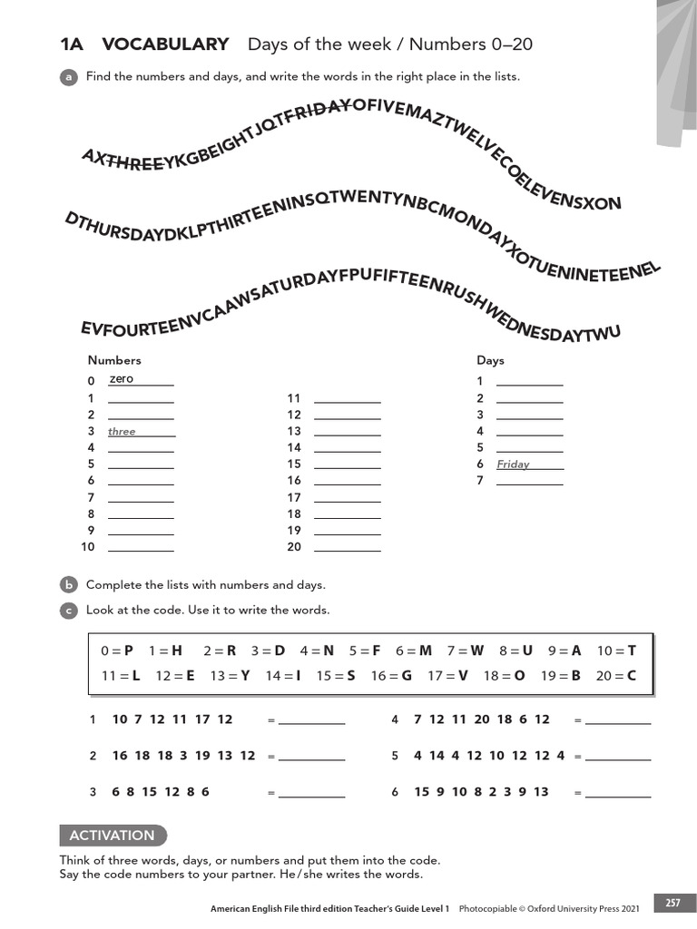 Aef3e Level 1 TG PCM Vocab 1a | PDF