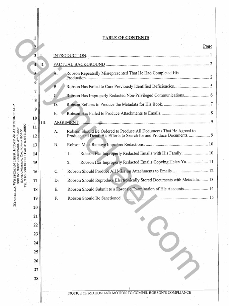 Motion To Compell Robson To Hand Over Evidence | PDF | Discovery (Law ...