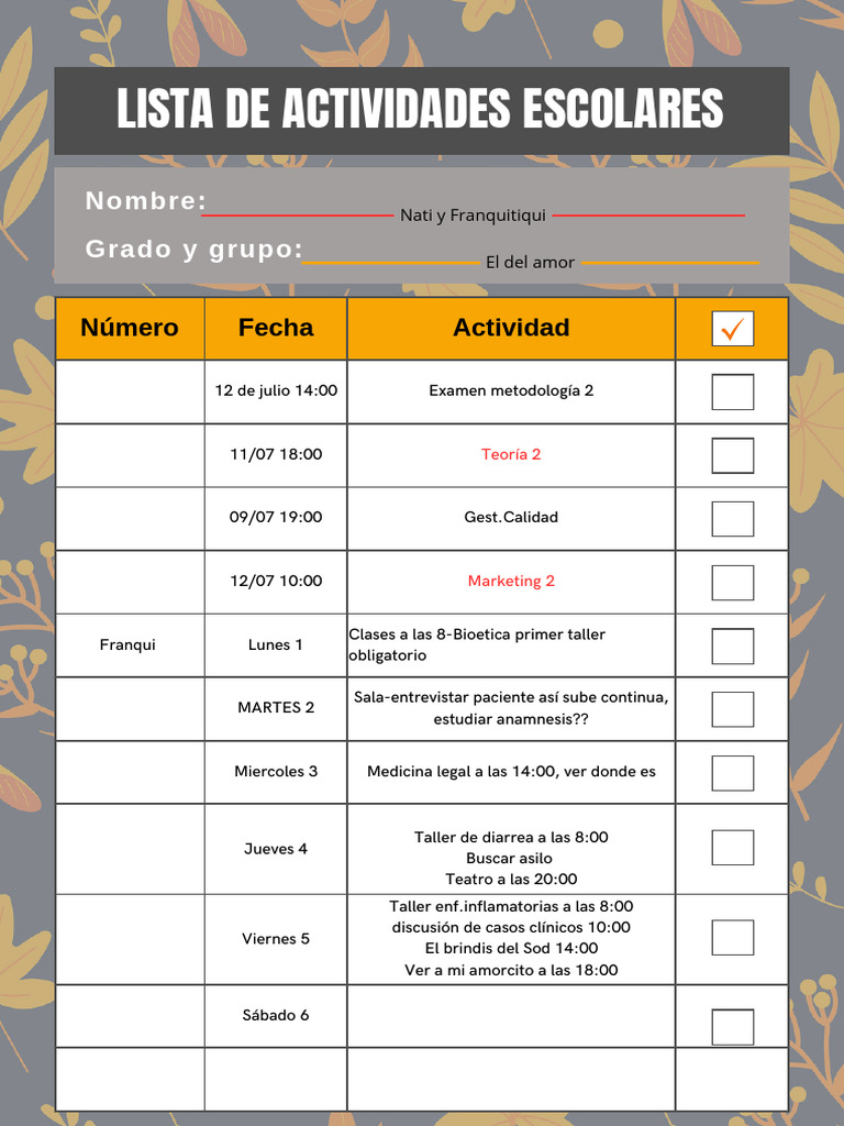 Hoja de Trabajo de Lista de Actividades Escolares Moderna Gris y ...