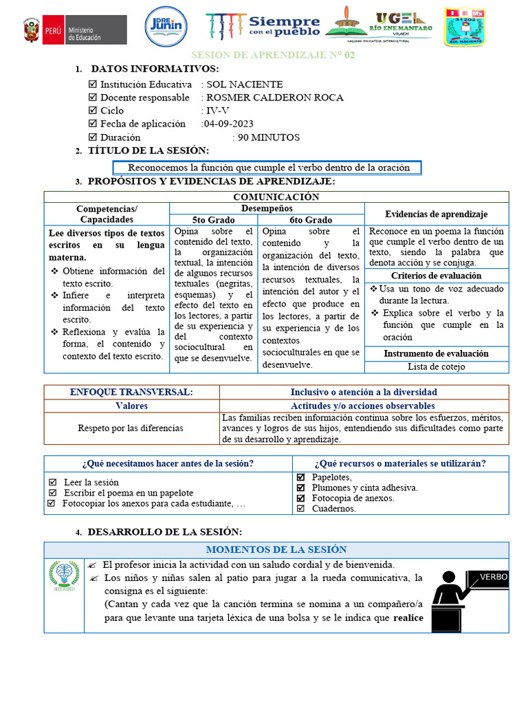 SESIÓN DE APRENDIZAJE N 04-09-23 Comu | PDF | Evaluación | Aprendizaje