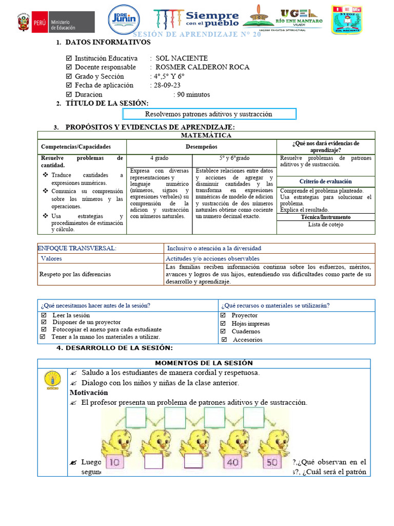 SESIÓN DE APRENDIZAJE N 28 mate | PDF | Aprendizaje | Evaluación