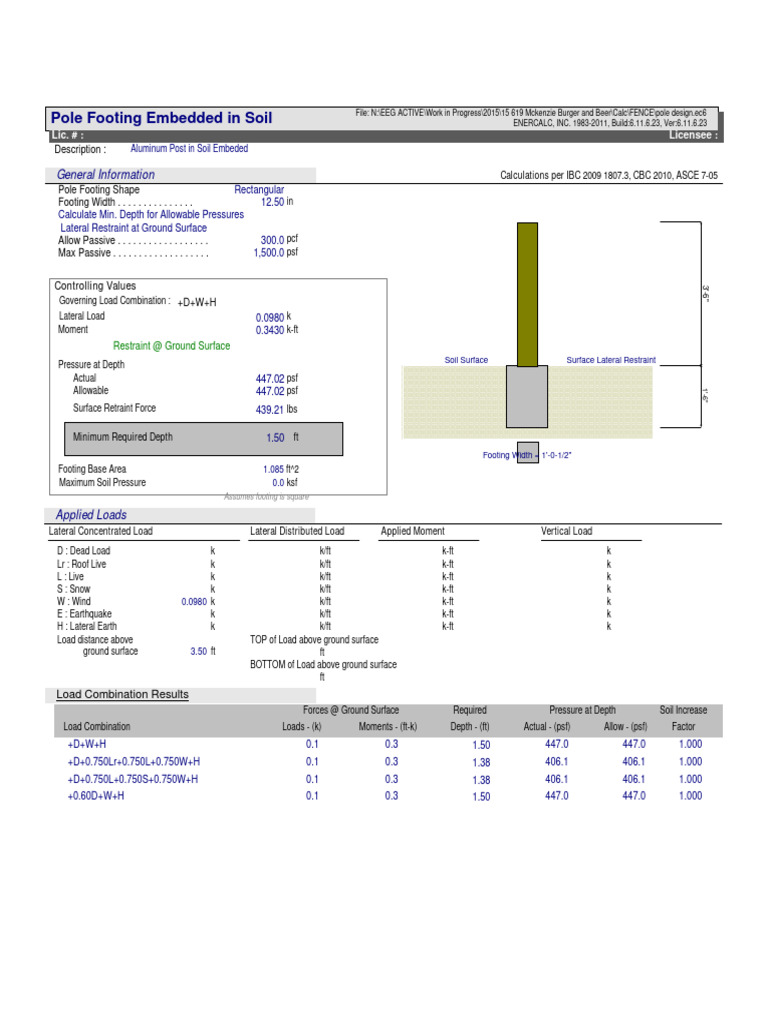 Aluminum Pole Footing Design Guide | PDF | Civil Engineering | Applied And Interdisciplinary Physics