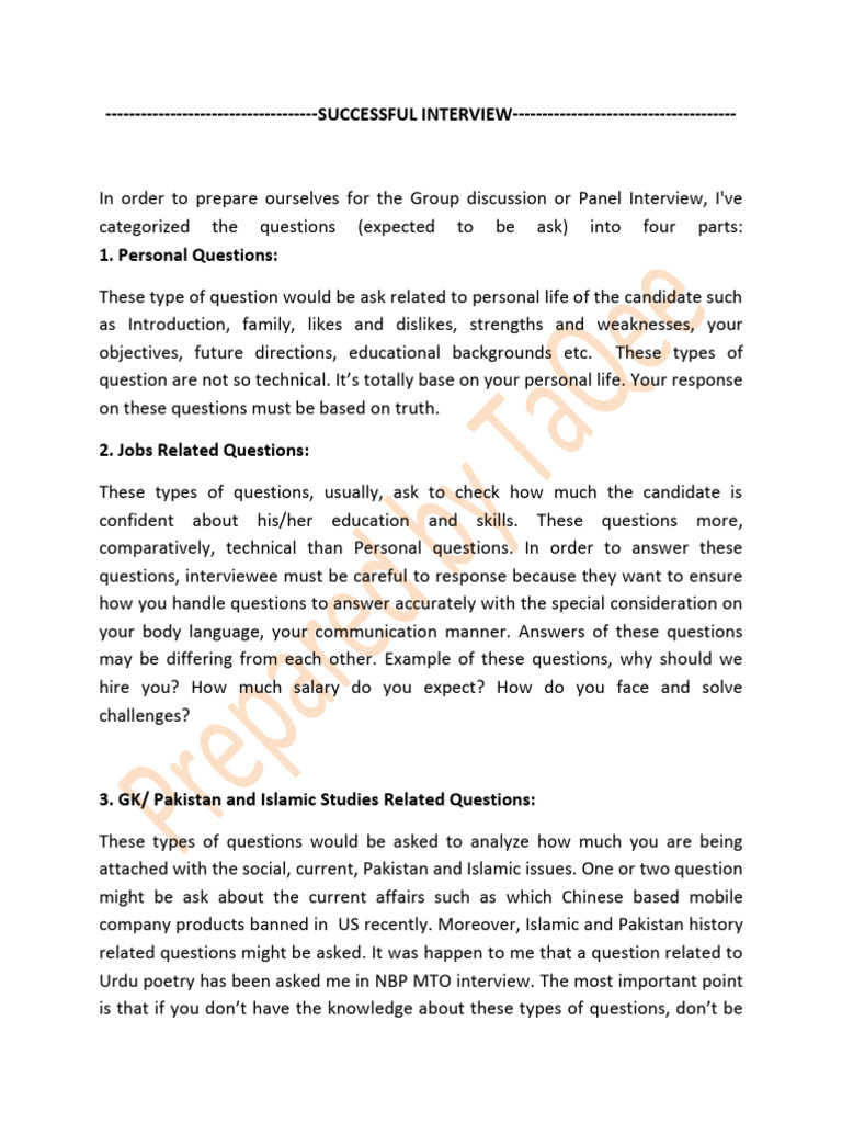Interview Preparation | PDF | Job Interview | Knowledge