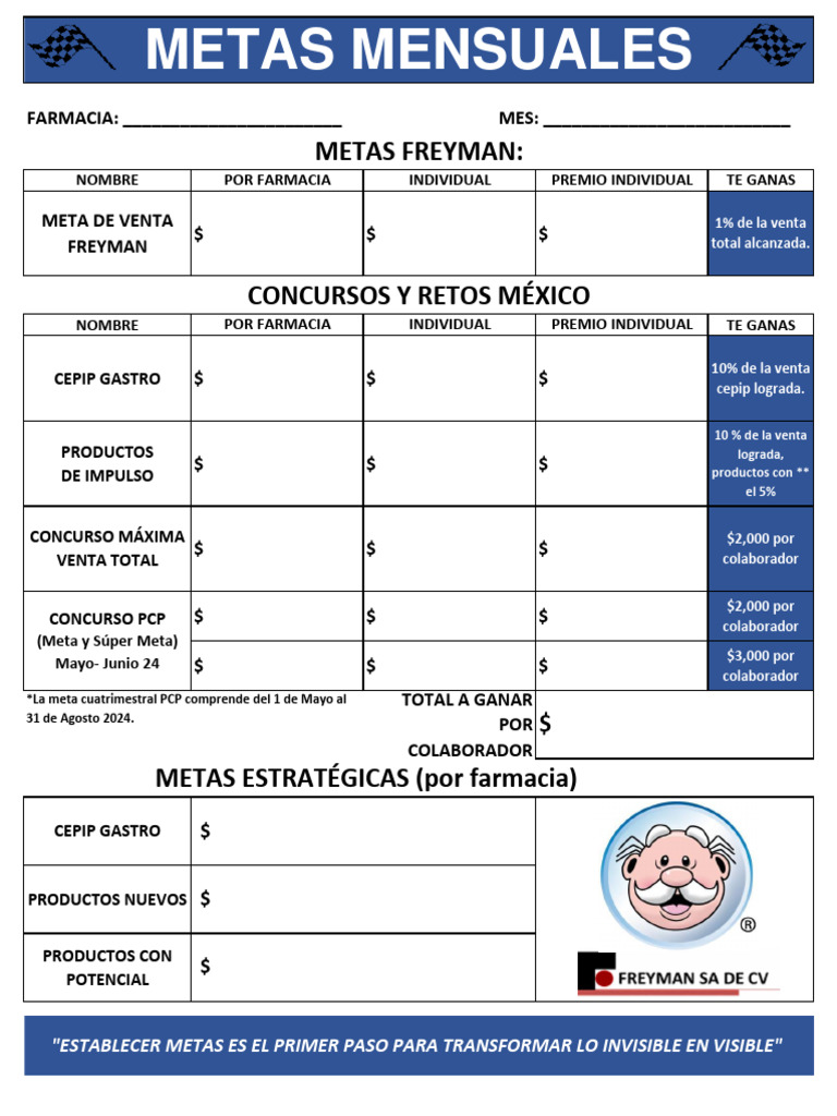 Formato de METAS MENSUALES JULIO | PDF