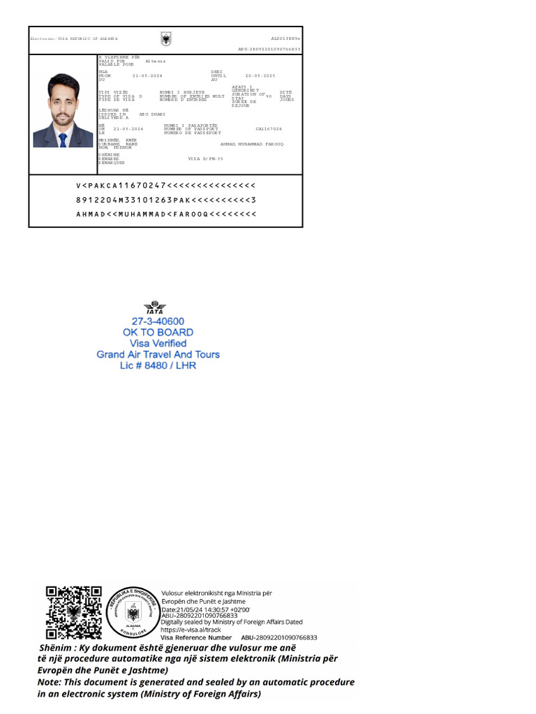 Albania Evisa Ok To Bord PDF | PDF