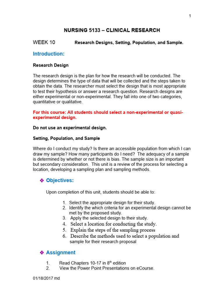 Nursing Research Design Guide | PDF | Sampling (Statistics) | Scientific Method