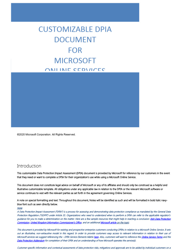 Customizable Dpia Document Final 11 2020 | PDF | Information Security ...