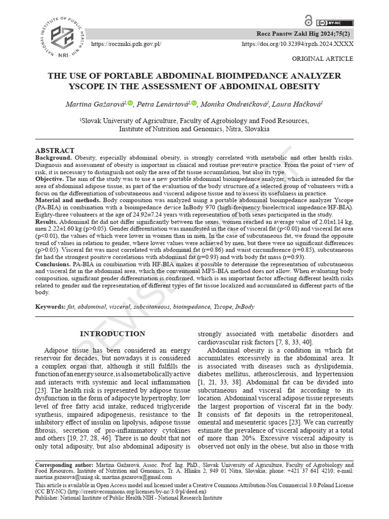 Rocznik 2-2024 Gazarova - Revised Proof | PDF | Adipose Tissue | Abdominal Obesity