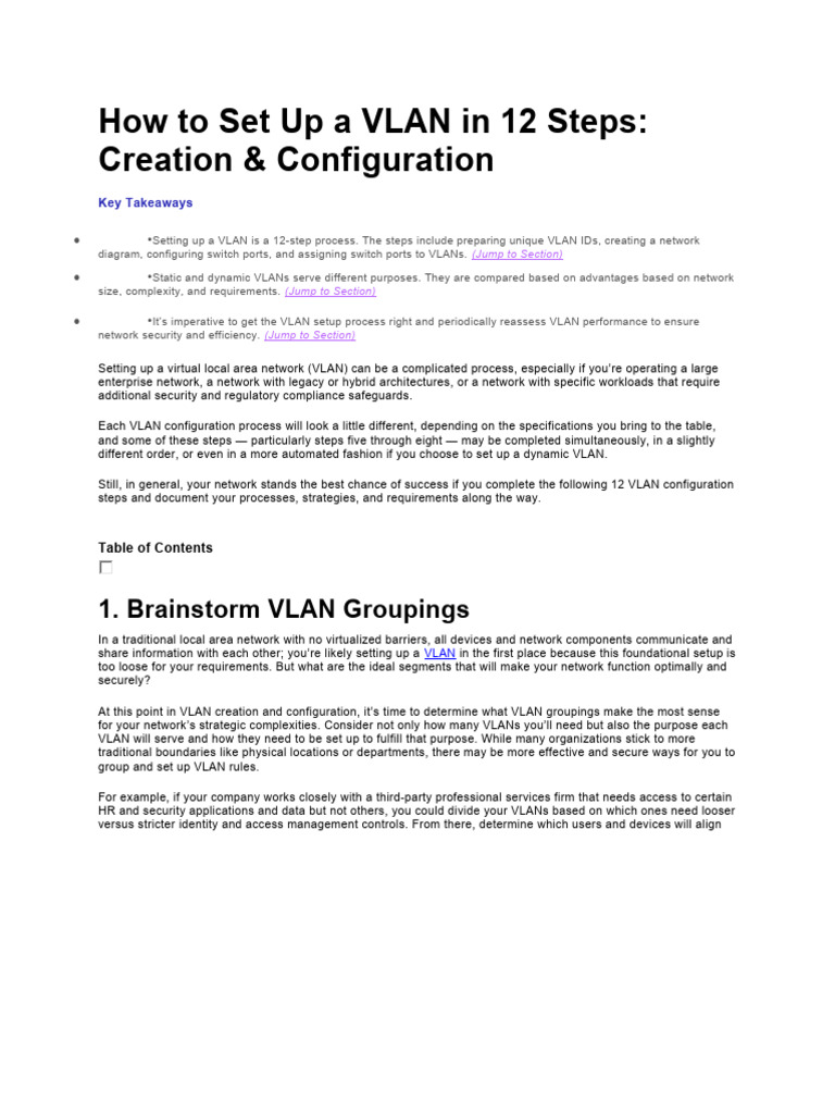 How To Set Up A VLAN in 12 Steps | PDF | Computer Network | Computing