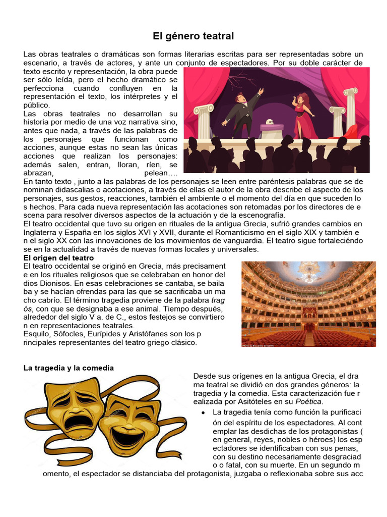 El Género Teatral-2 | Descargar gratis PDF | Teatro | Tragedia